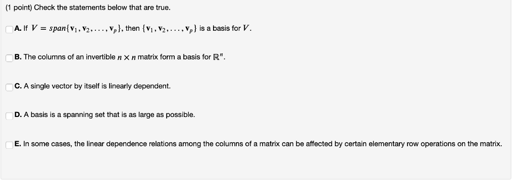 Solved (1 point) Determine if the given subset of R3 is a | Chegg.com