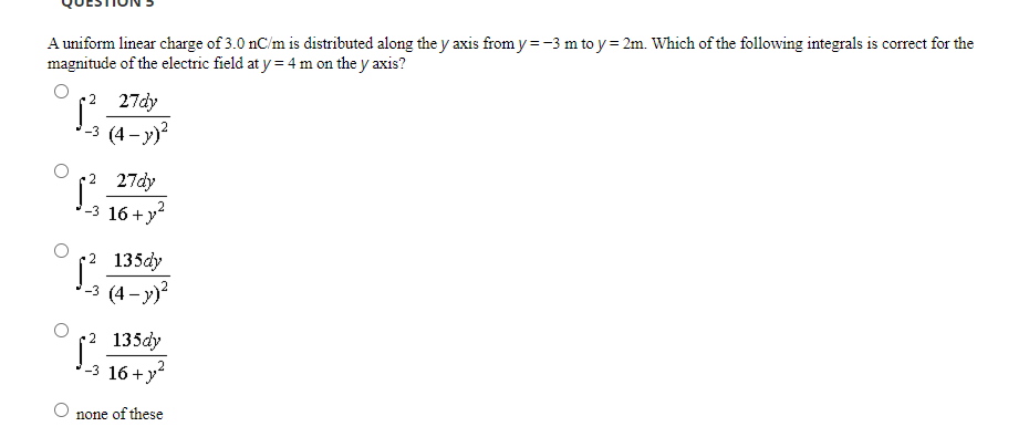 Solved A uniform linear charge of 3.0nCm ﻿is distributed | Chegg.com