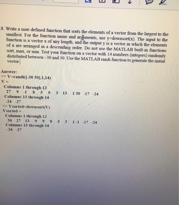 Solved Write A User Defined Function That Sorts The Elements 4490