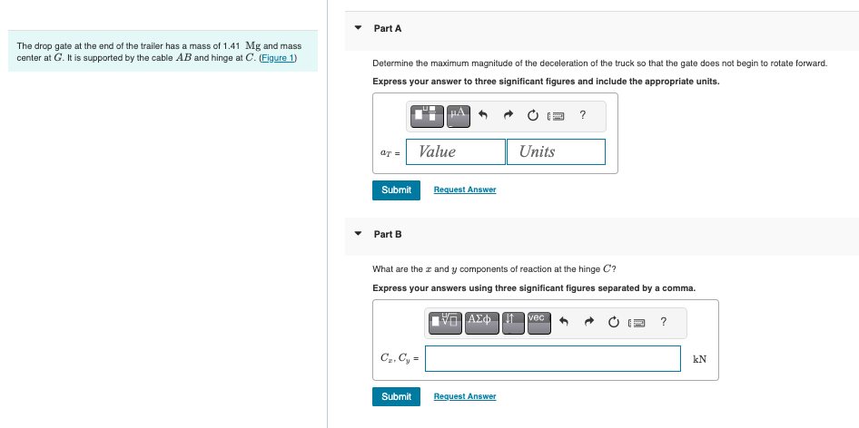 Solved The drop gate at the end of the trailer has a mass of | Chegg.com