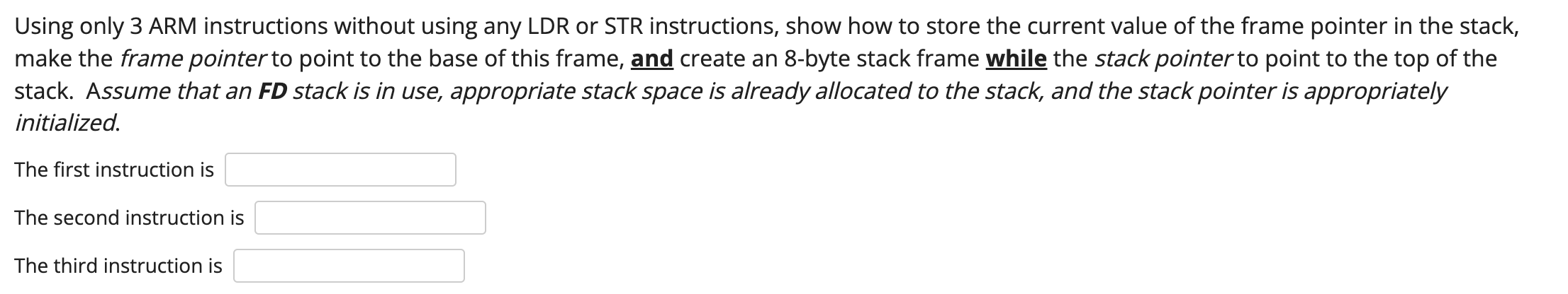 Solved Using only 3 ARM instructions without using any LDR | Chegg.com