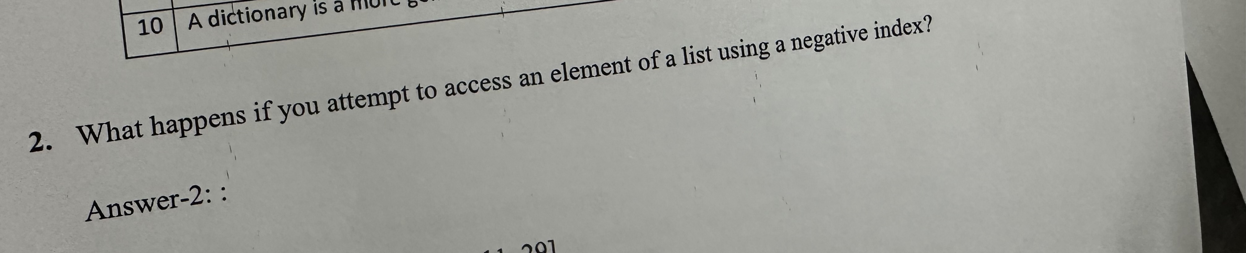 Solved 2. What happens if you attempt to access an element | Chegg.com
