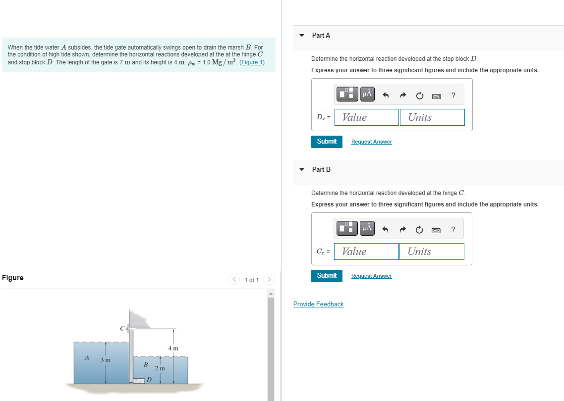 Solved When the tide water A subsides, the tide gate | Chegg.com
