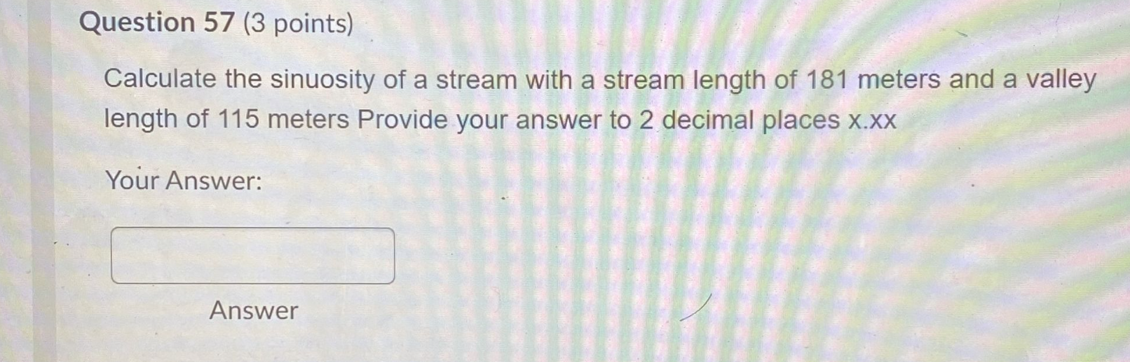 Solved Calculate the sinuosity of a stream with a stream | Chegg.com