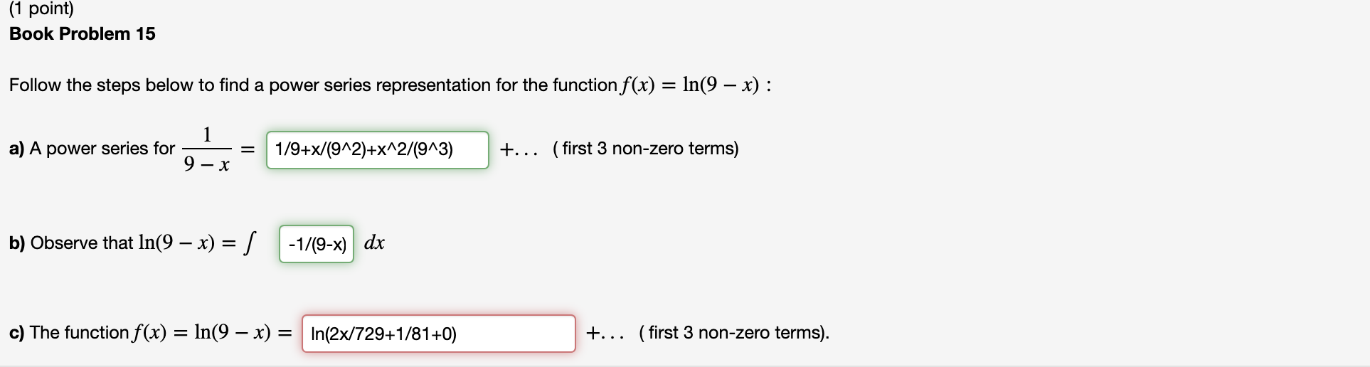 Solved (1 point) Book Problem 15 Follow the steps below to | Chegg.com