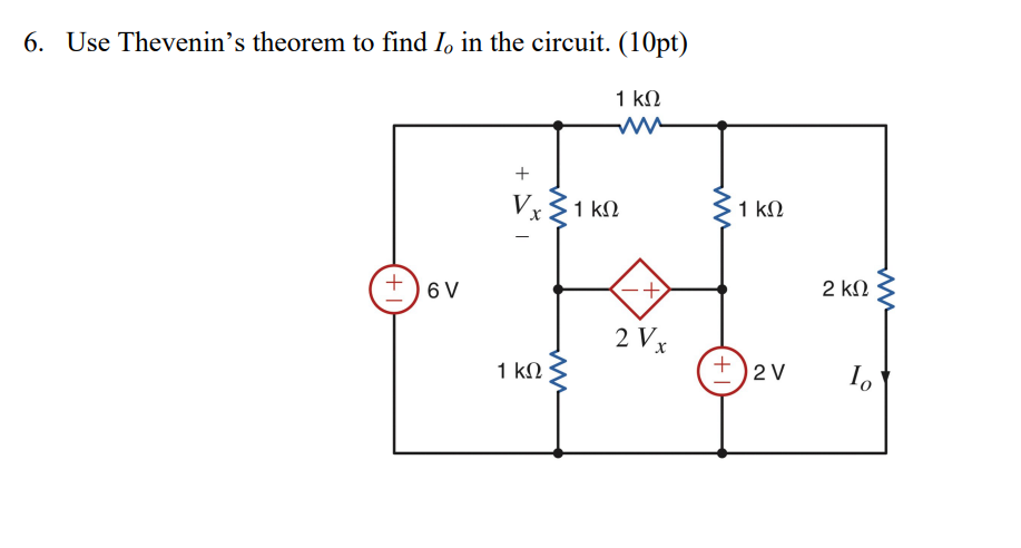Solved Use Thevenin's theorem to ﻿find Io in ﻿the circuit. | Chegg.com