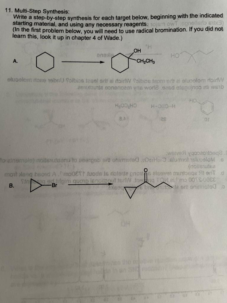 Solved 11. Multi-Step Synthesis: Write a step-by-step | Chegg.com