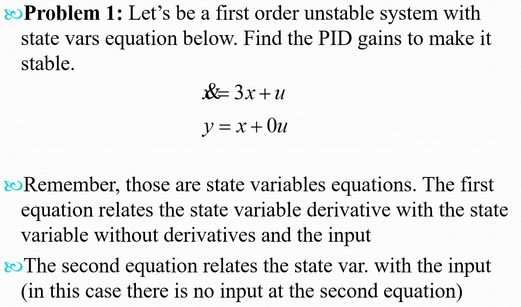 Solved Problem 1: Let's be a first order unstable system | Chegg.com
