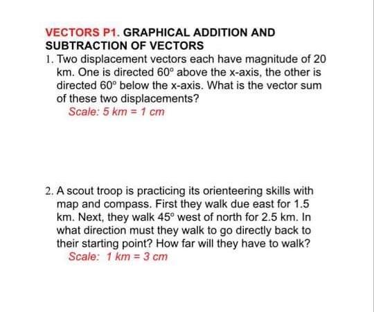 Solved VECTORS P1. GRAPHICAL ADDITION AND SUBTRACTION OF | Chegg.com