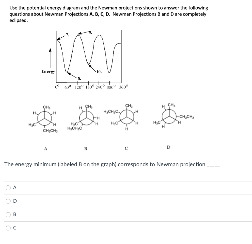 Solved Use the potential energy diagram and the Newman | Chegg.com