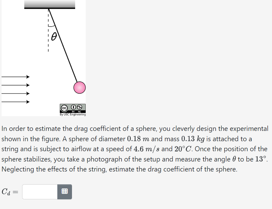 Solved In order to estimate the drag coefficient of a | Chegg.com