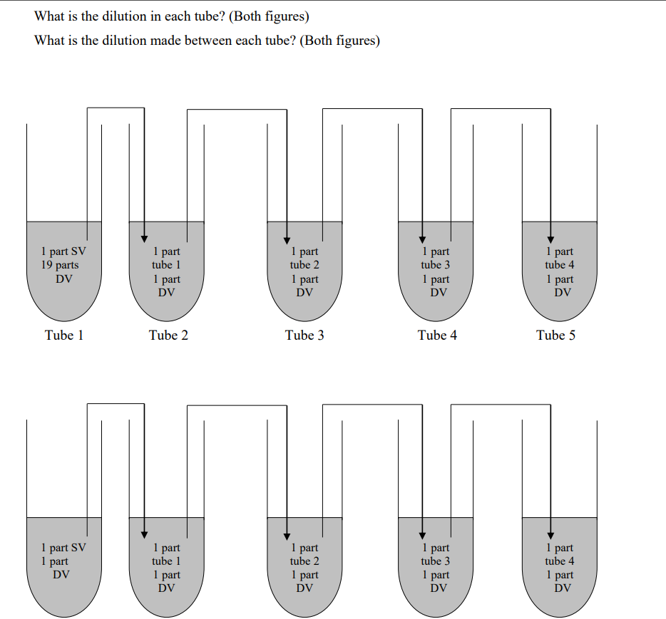 Solved What is the dilution in each tube? (Both figures) | Chegg.com
