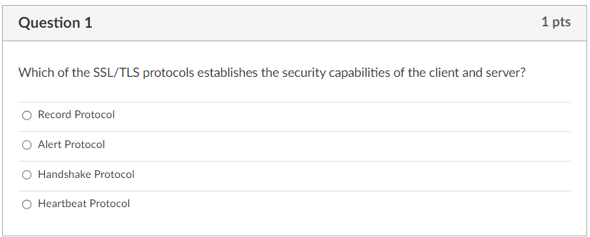 Solved Which of the SSL/TLS protocols establishes the | Chegg.com