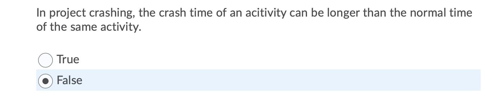 Solved In project crashing, the crash time of an acitivity | Chegg.com