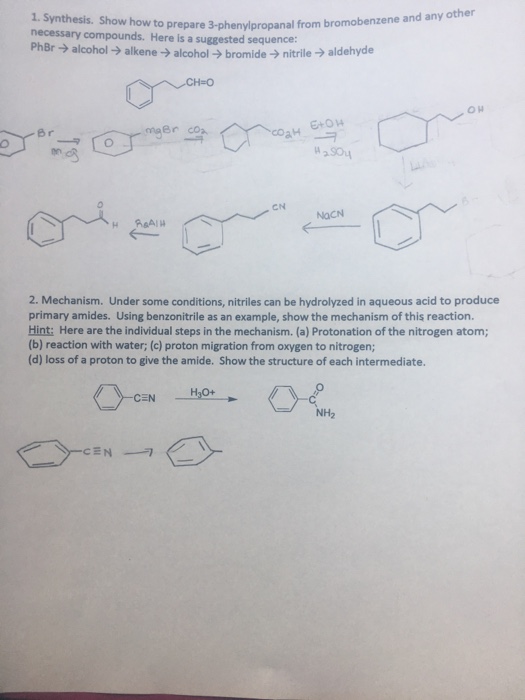 Solved Synthesis. Show how to prepare 3-phenylpropanal from | Chegg.com