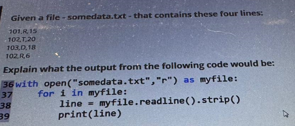 Solved Given a file - ﻿somedata.txt - ﻿that contains these | Chegg.com