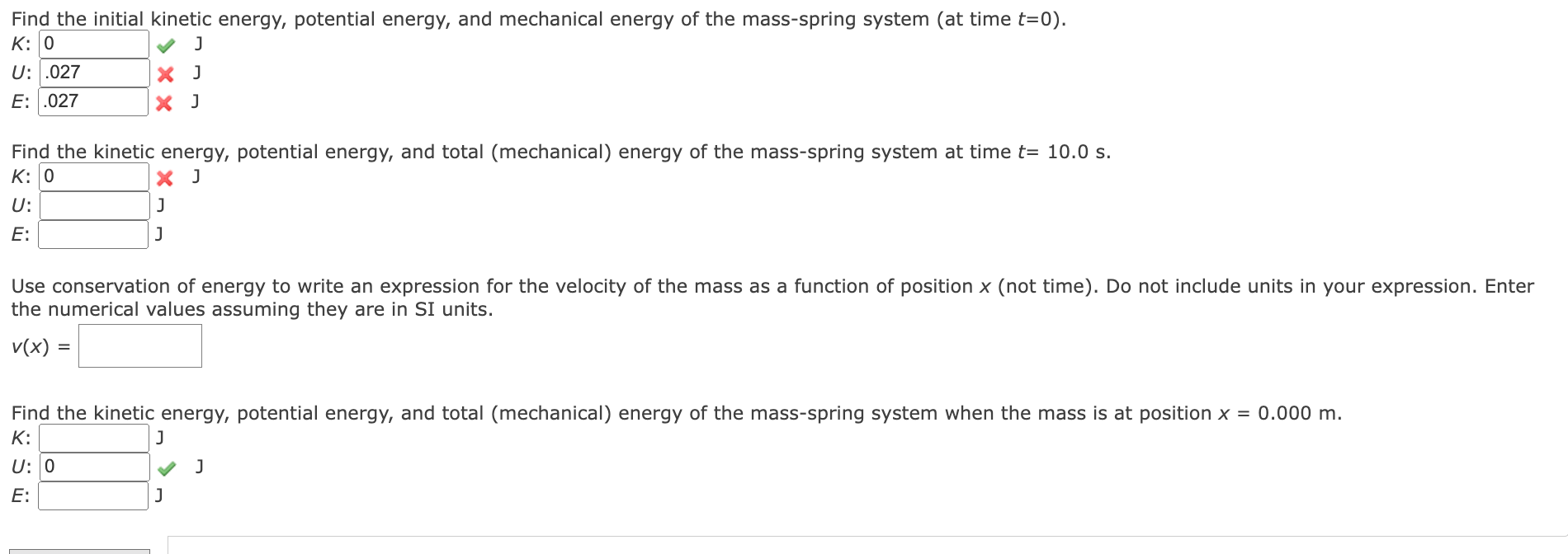 Solved Find the initial kinetic energy, potential energy, | Chegg.com