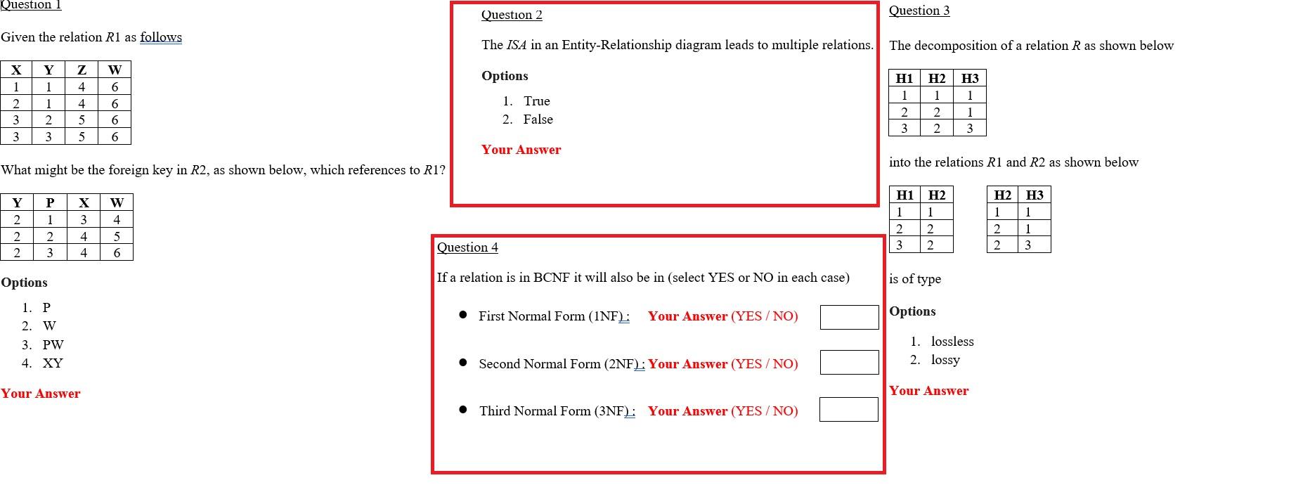 Solved Question 2 Given the relation R1 as follows The ISA | Chegg.com