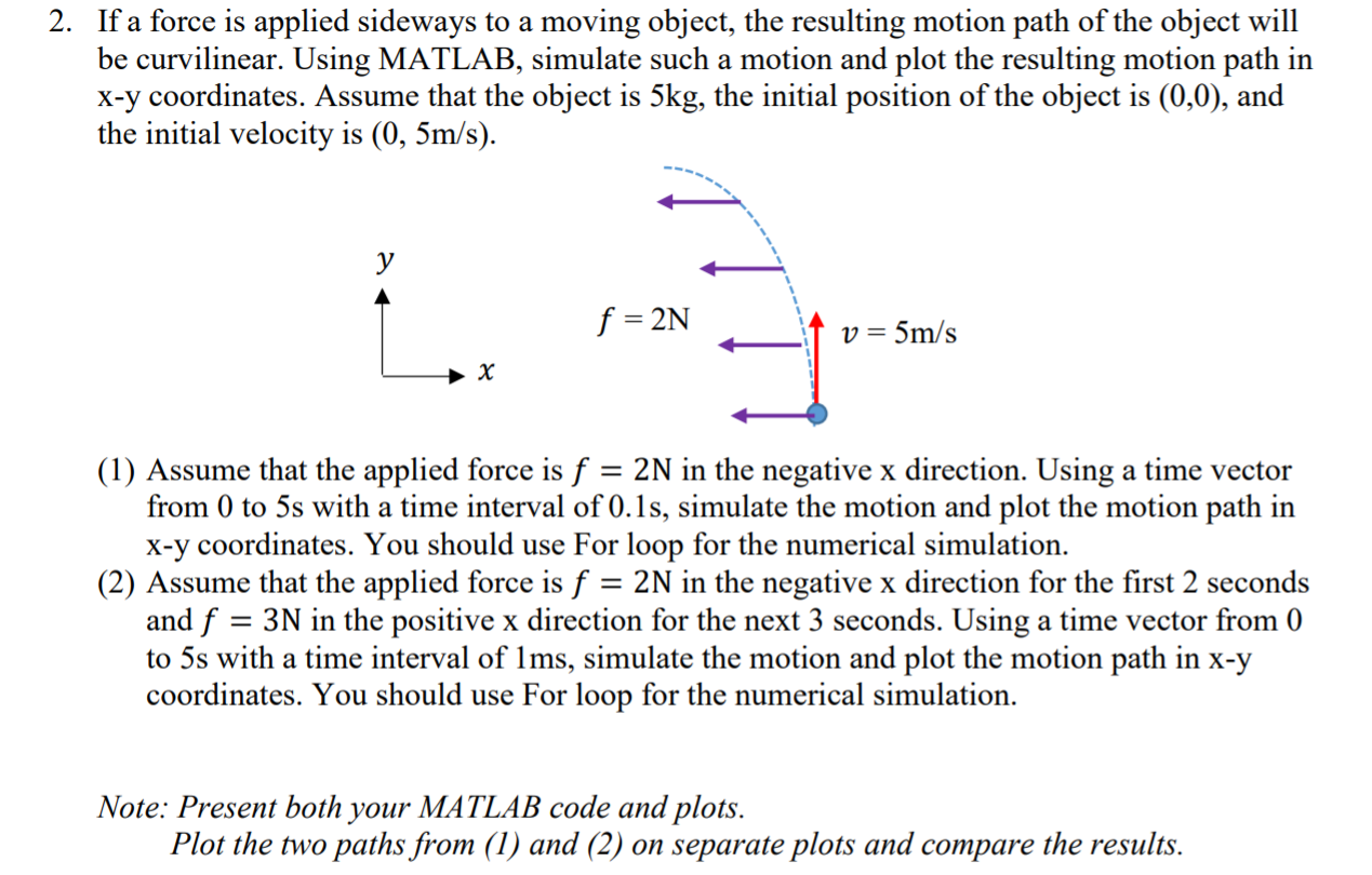 Solved 2. If a force is applied sideways to a moving object, | Chegg.com
