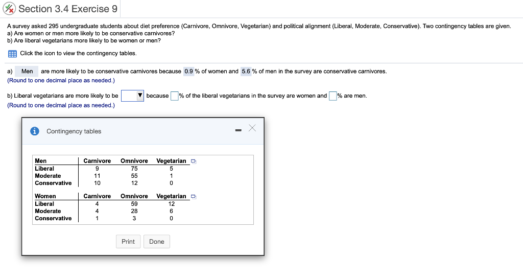 Solved Section 3.4 Exercise 9 A survey asked 295 | Chegg.com