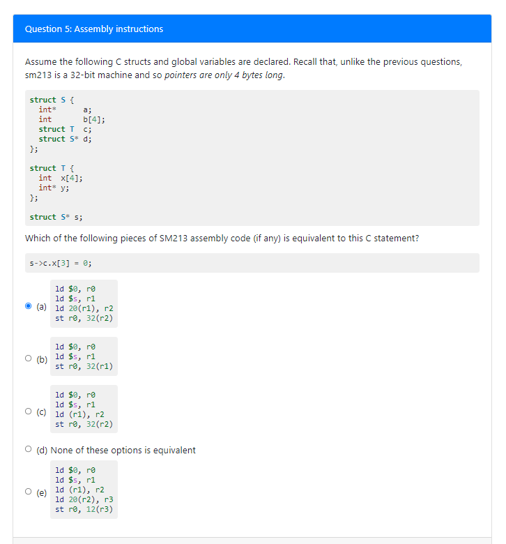 Solved Question 1: Memory Reads struct U{ int y[3]; int* x; | Chegg.com