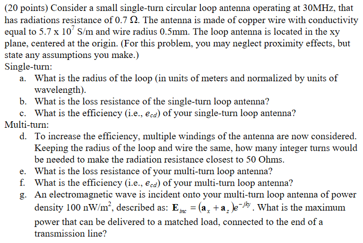 Solved (20 points) Consider a small single-turn circular | Chegg.com