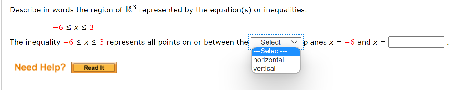 Solved Describe in words the region of R3 represented by the | Chegg.com