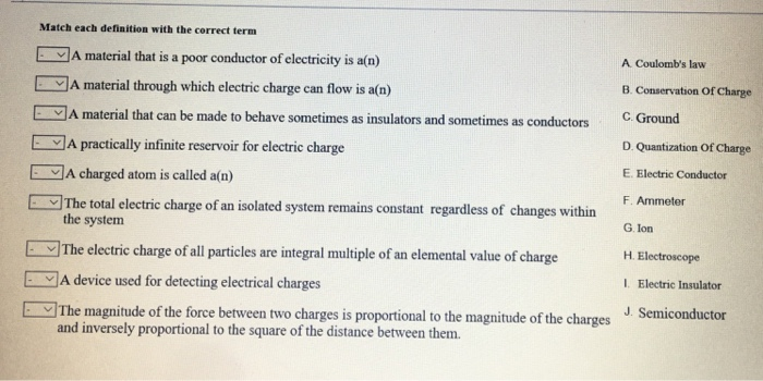 Solved Match each definition with the correct term A | Chegg.com
