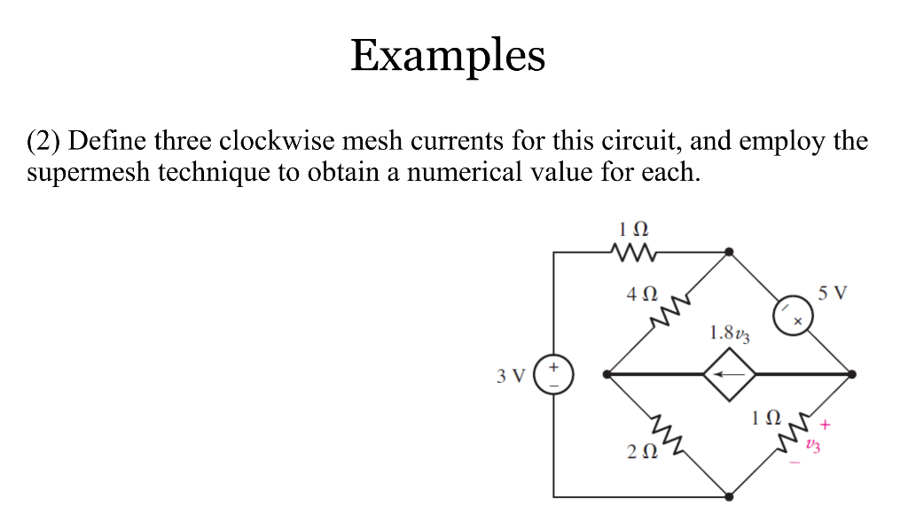 Solved Examples (2) Define three clockwise mesh currents for | Chegg.com