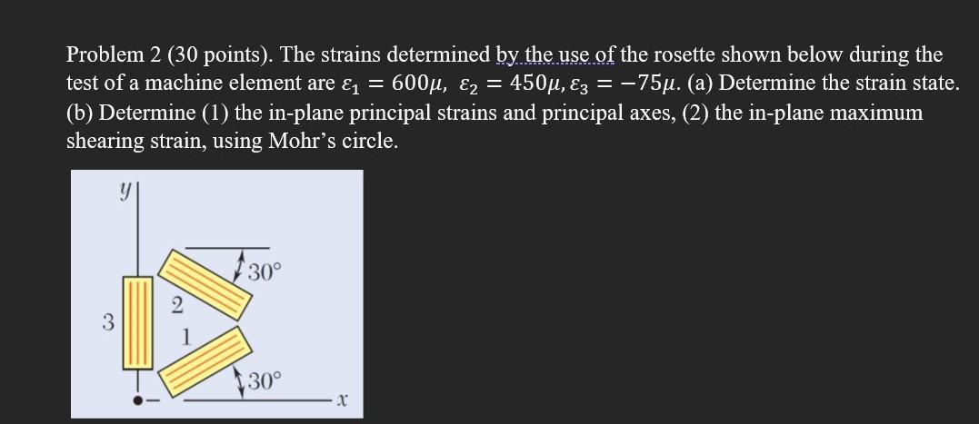 Solved Problem 2 (30 points). The strains determined by the | Chegg.com