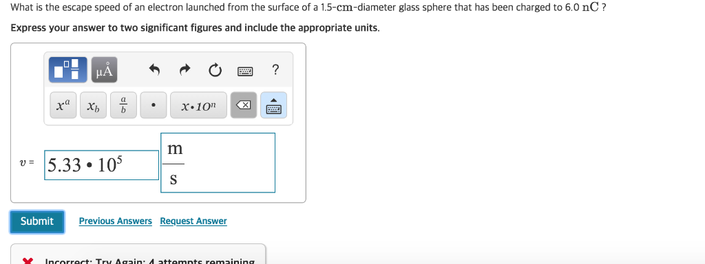 Solved What is the escape speed of an electron launched from | Chegg.com