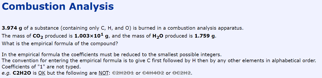 Solved Combustion Analysis 3.974 g of a substance | Chegg.com