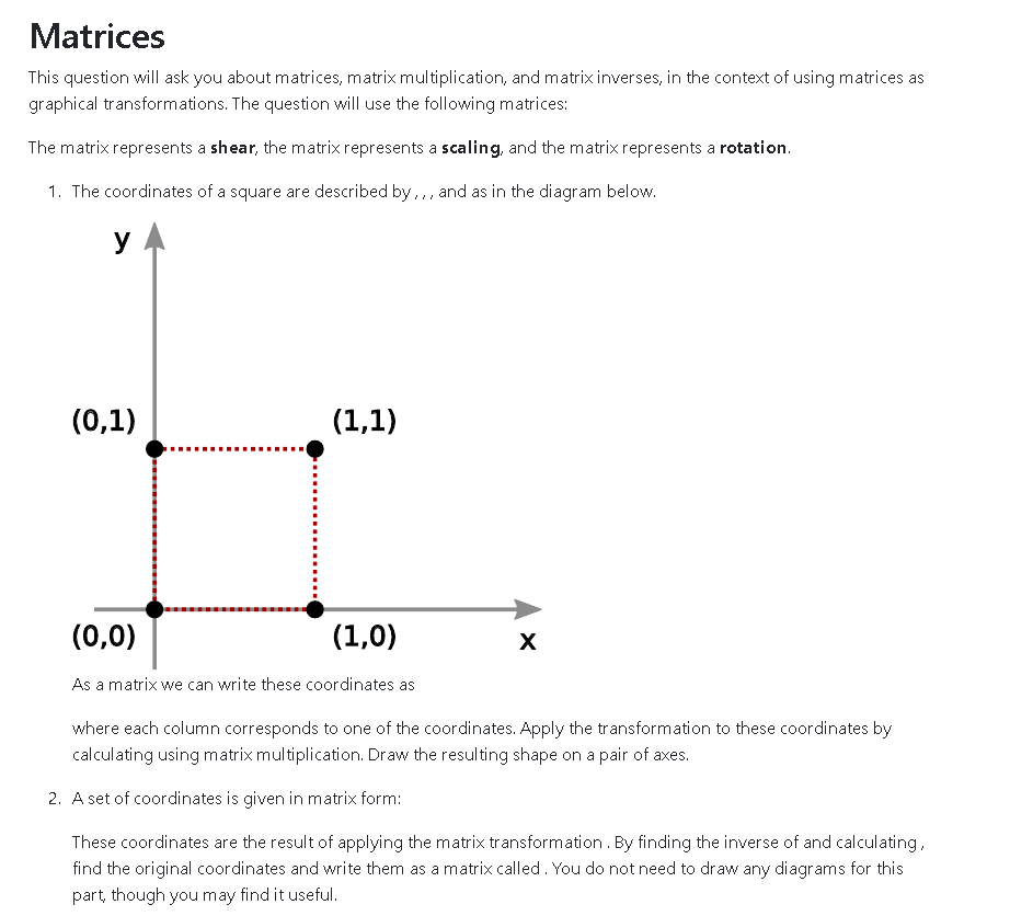 Solved Matrices This question will ask you about matrices, | Chegg.com