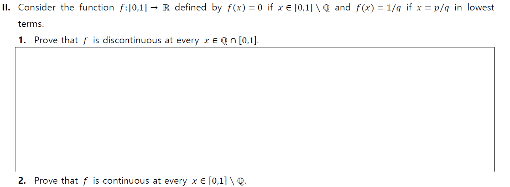 Solved II. Consider the function f:[0,1] - R defined by f(x) | Chegg.com