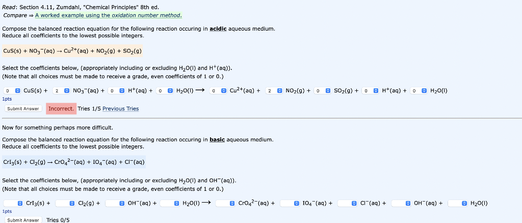 Solved Read: Section 4.11, Zumdahl, "Chemical Principles" | Chegg.com