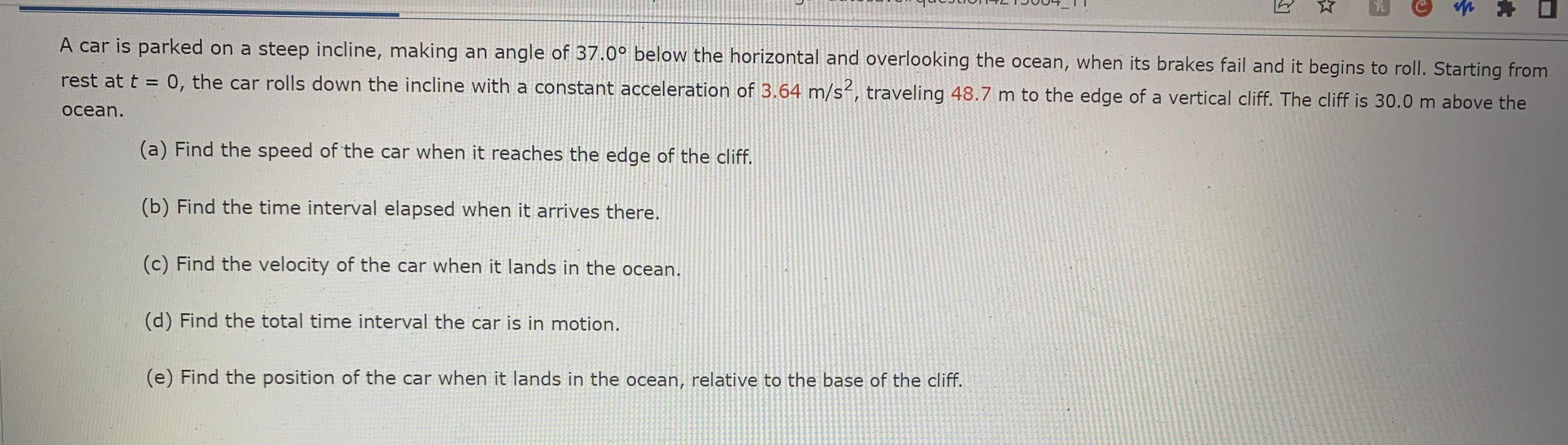 Solved A car is parked on a steep incline, making an angle | Chegg.com
