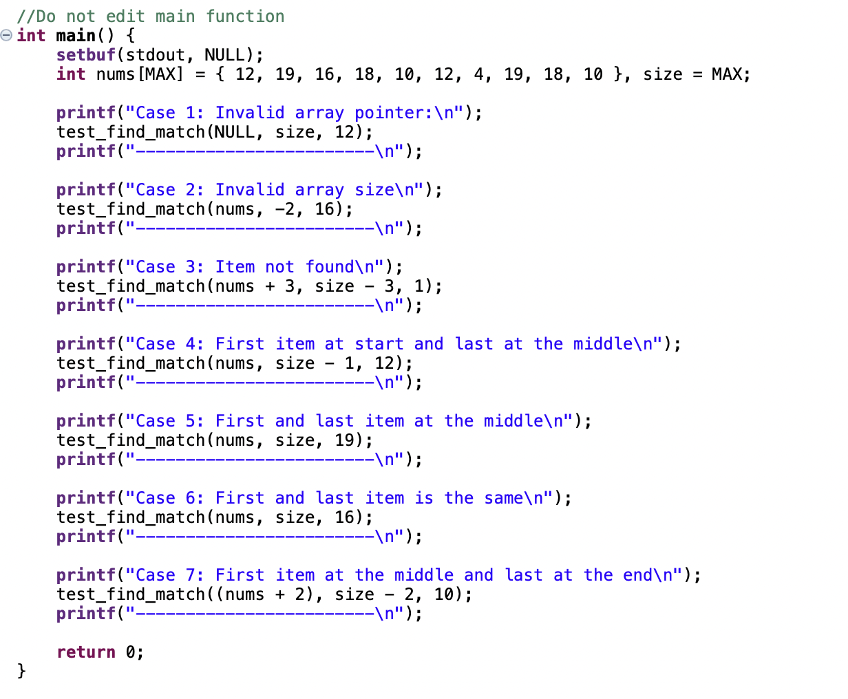 Solved /∗∗ * Parameters: * array: a pointer to an integer | Chegg.com