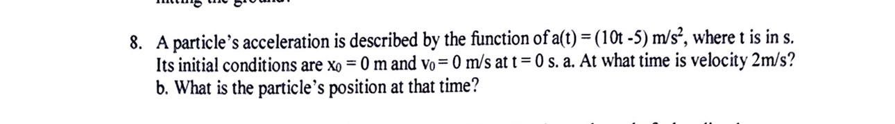 Solved A particle's acceleration is described by the | Chegg.com