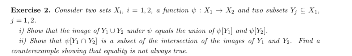 Solved Exercise 2. Consider two sets Xi,i=1,2, a function | Chegg.com