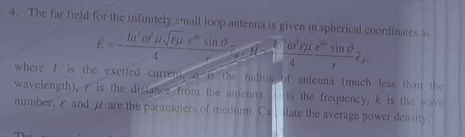Solved The far field for the infinitely small loop antenna | Chegg.com