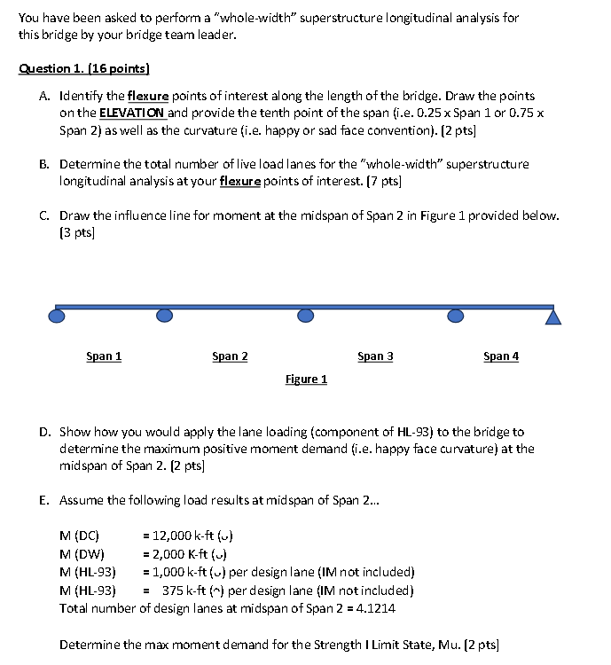 Solved Given: - A four-span CIP post-tensioned concrete | Chegg.com