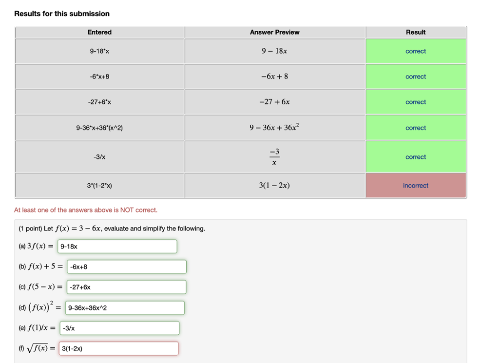 Solved Results for this submission Entered Answer Preview | Chegg.com