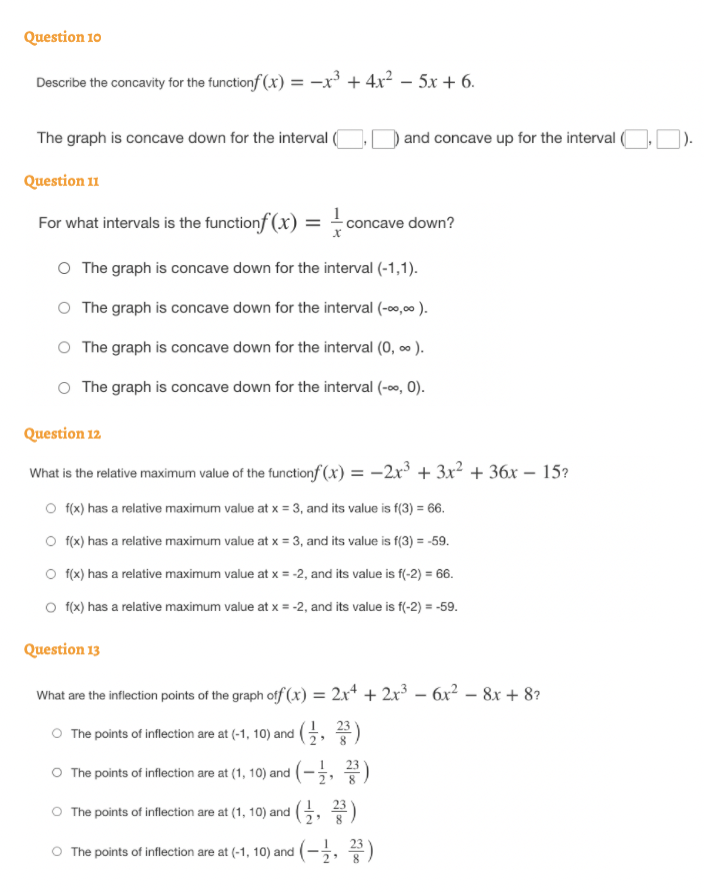 Solved I need urgent help with these calculus questions! | Chegg.com