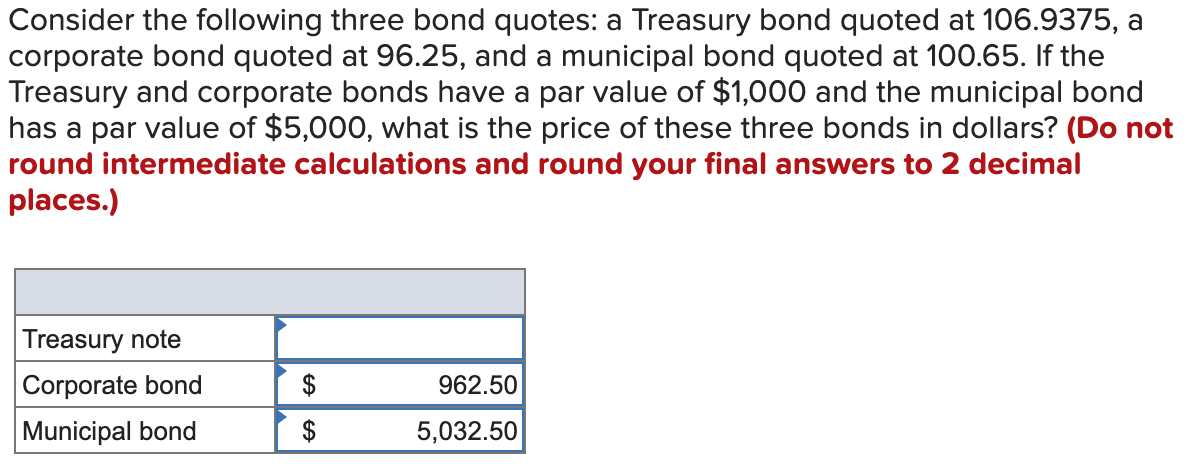 Solved Consider the following three bond quotes: a Treasury | Chegg.com