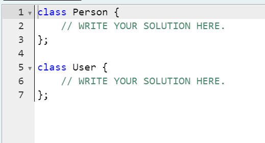 Solved Implement the classes 'Person' and 'User' where | Chegg.com