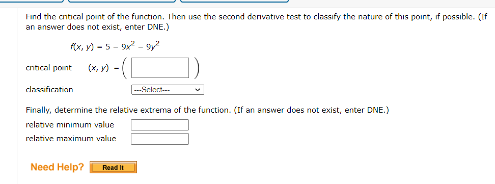 Solved Find the critical point of the function. Then use the | Chegg.com