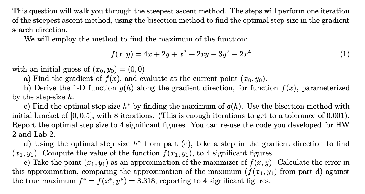 Solved This question will walk you through the steepest | Chegg.com
