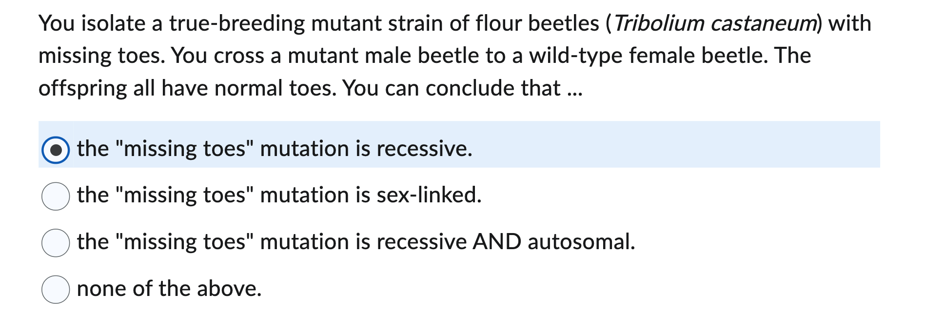 Solved You isolate a true-breeding mutant strain of flour | Chegg.com