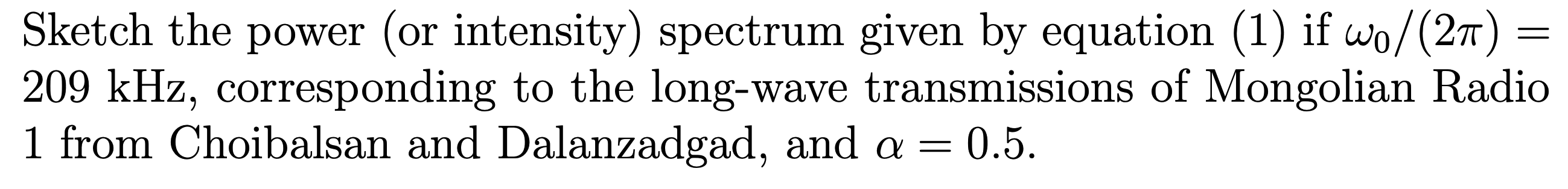 Sketch the power (or intensity) spectrum given by | Chegg.com