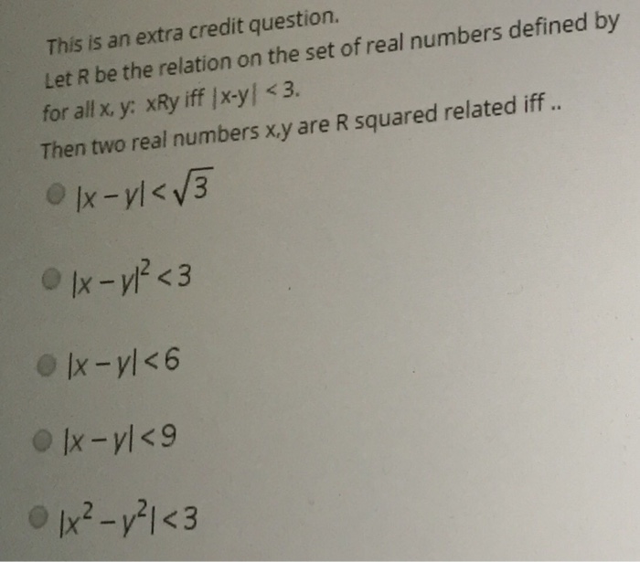 Solved A relation R on the real numbers is defined by the | Chegg.com